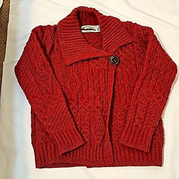 Aran Crafts | Sweaters | Aran Craftsred Merino Wool Cardigan Size Small ...